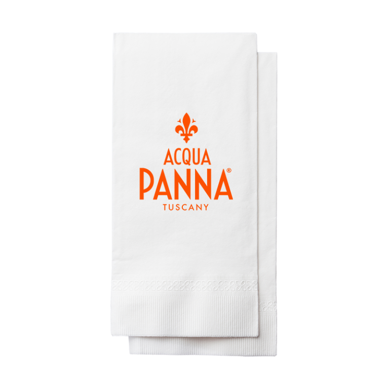 Custom printed paper napkins 33x33cm, 25% surface print, folded 1/8 ...